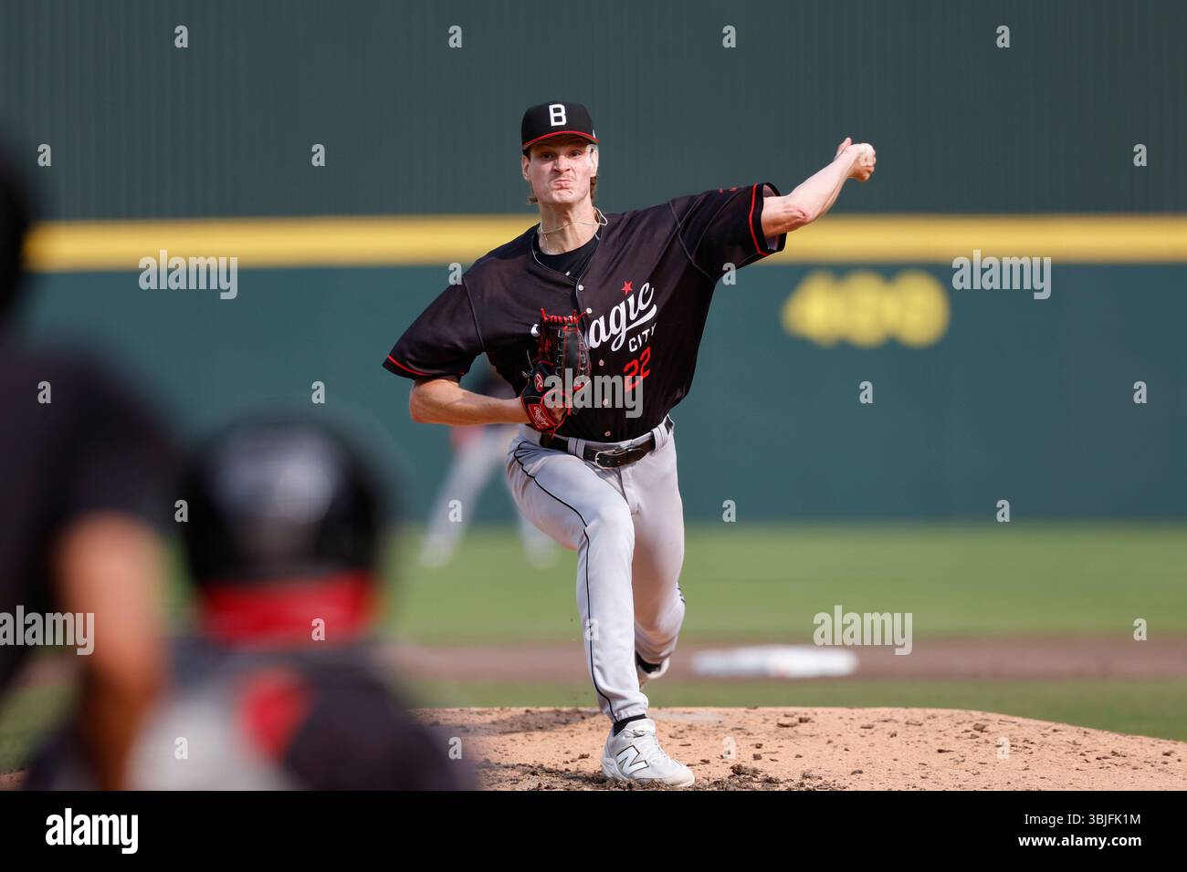 Birmingham Barons starting pitcher Noah Schultz (22) in action against ...