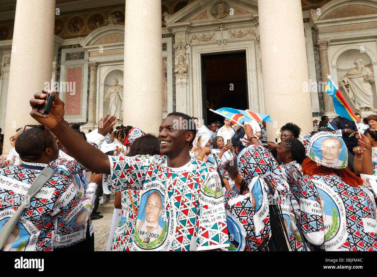 Faithful celebrate at the end of a ceremony for the beatification of ...