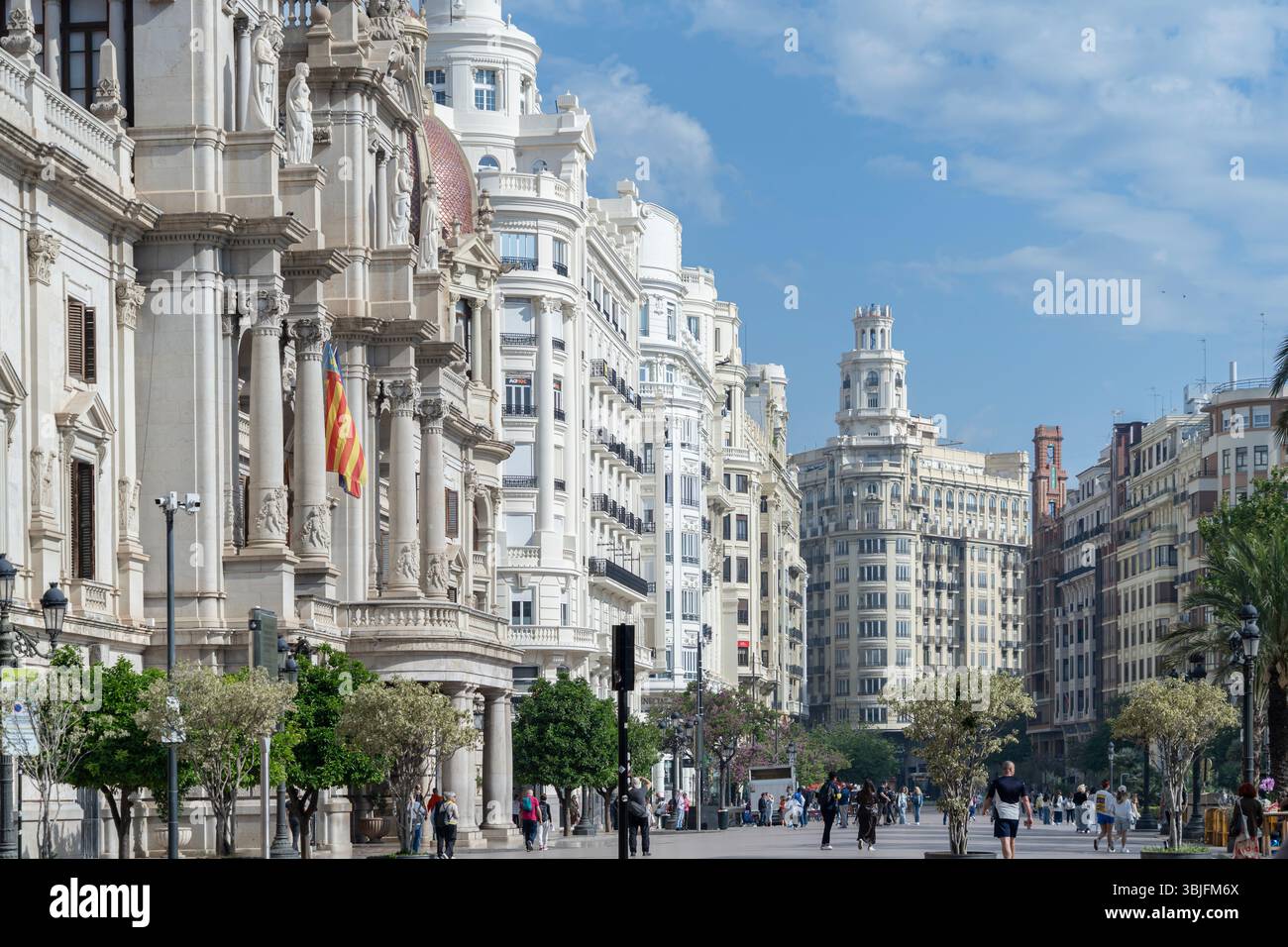 Grand Historic Buildings Surrounding Plaza del Ayuntamiento in Sunny ...