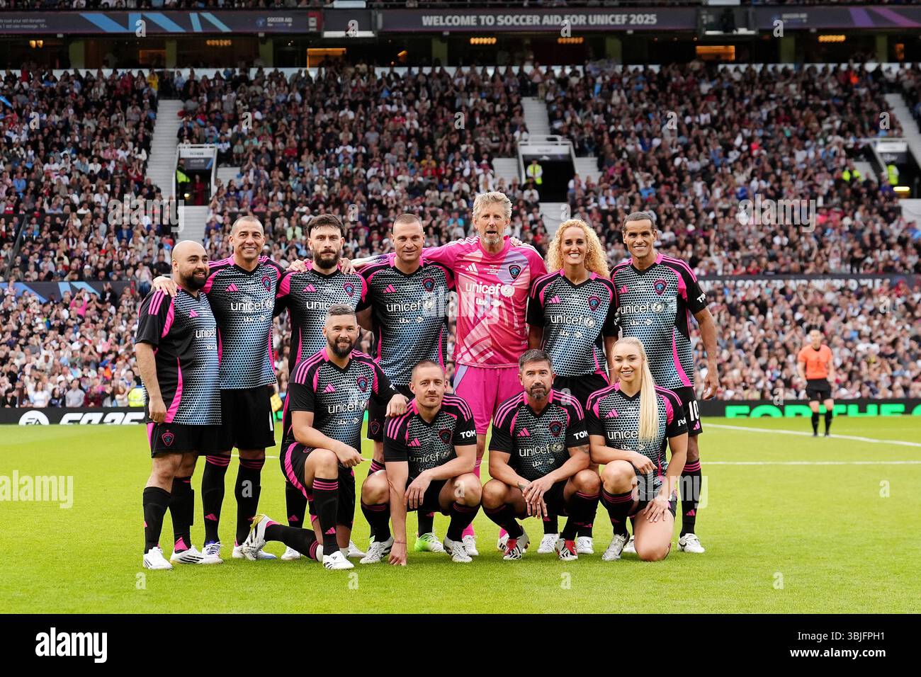 The World XI team pose for a team photo during Soccer Aid for UNICEF ...