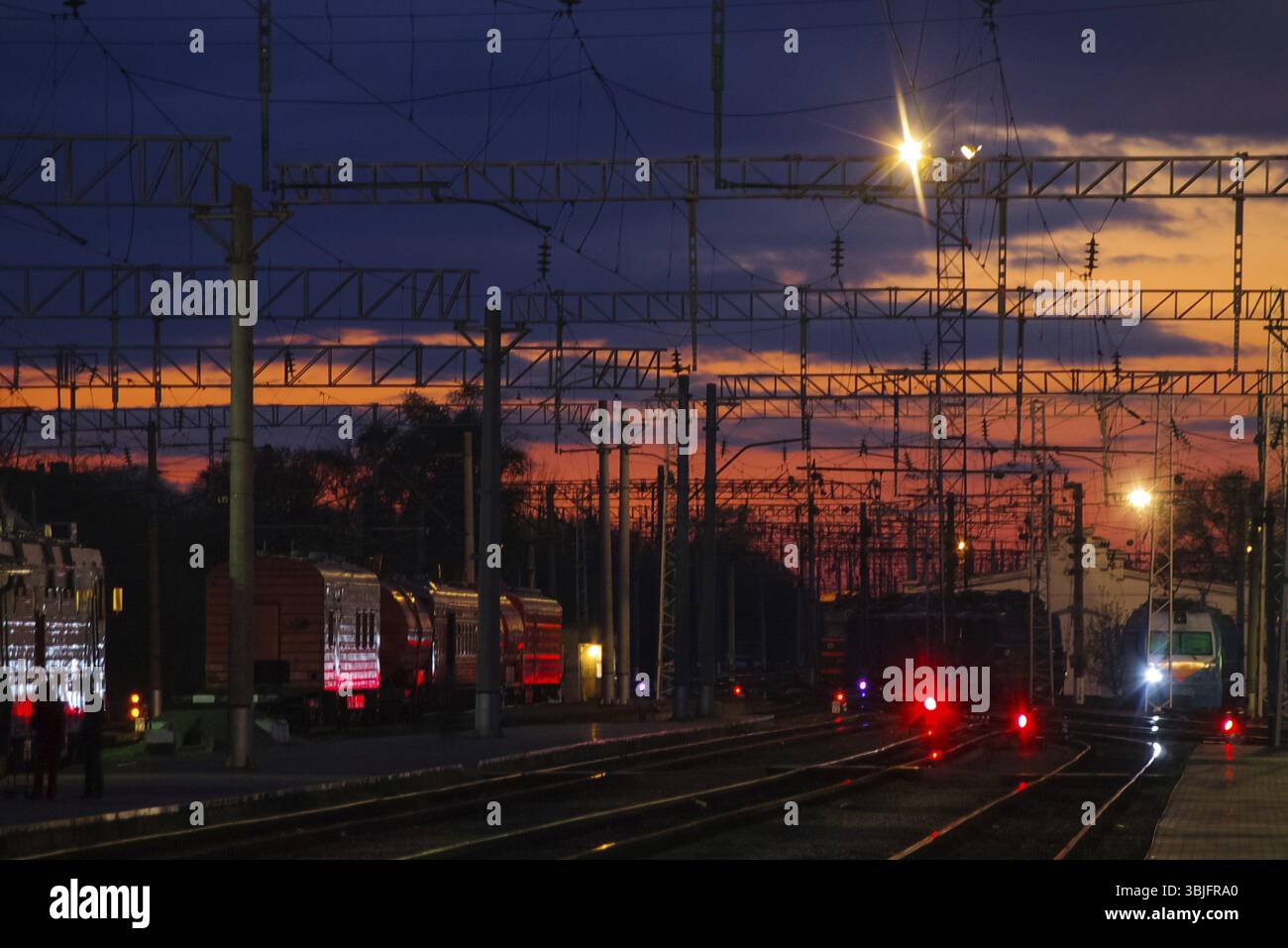 Railway to move trains. a Railway infrastructure Stock Photo - Alamy