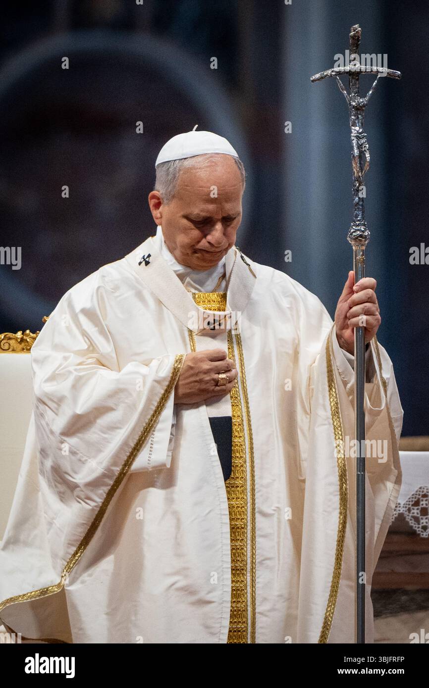 Vatican, Vatican. 15th June, 2025. Pope Leo XIV holds the pastoral ...