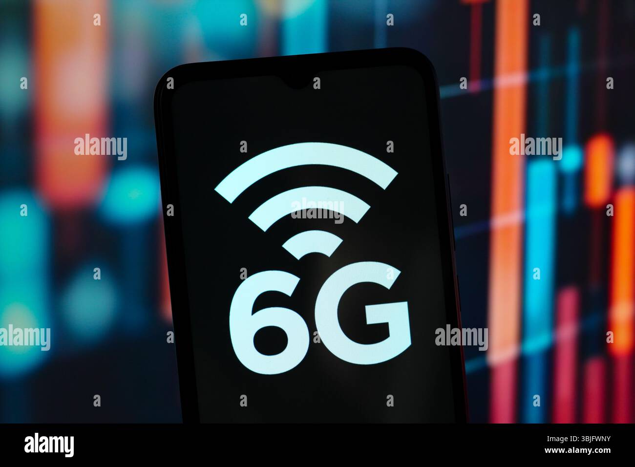 In this photo illustration, the 6G logo is seen displayed on a ...