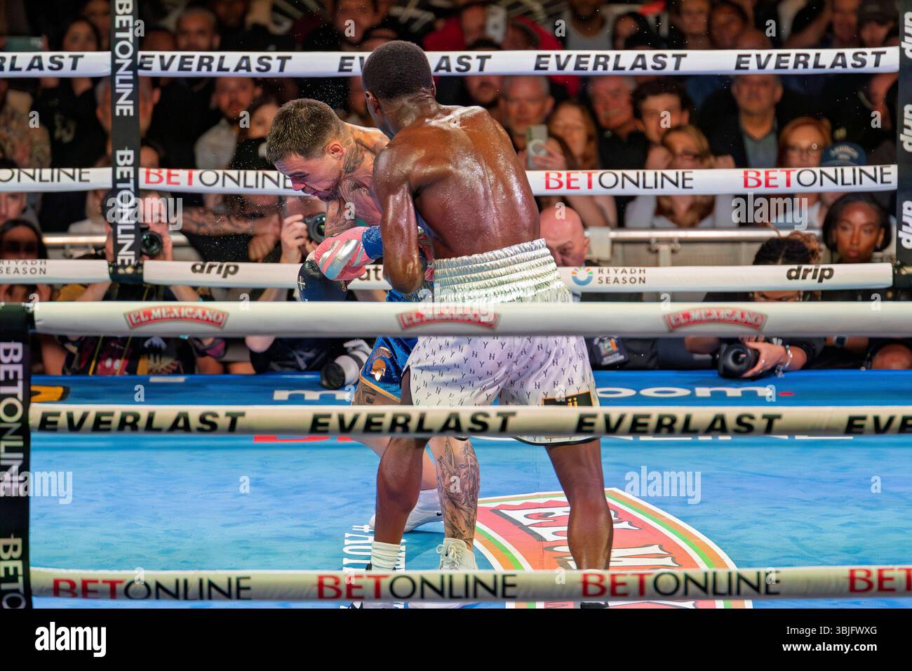 June 14, 2025, New York, New York, USA: RICHARDSON HITCHINS (white trunks) defeats GEORGE ...