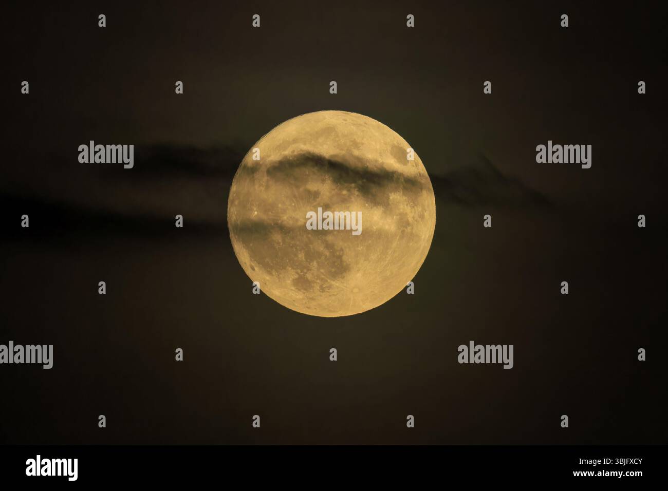 Yellow full moon shines calmly in the nightly darkness, full moon ...