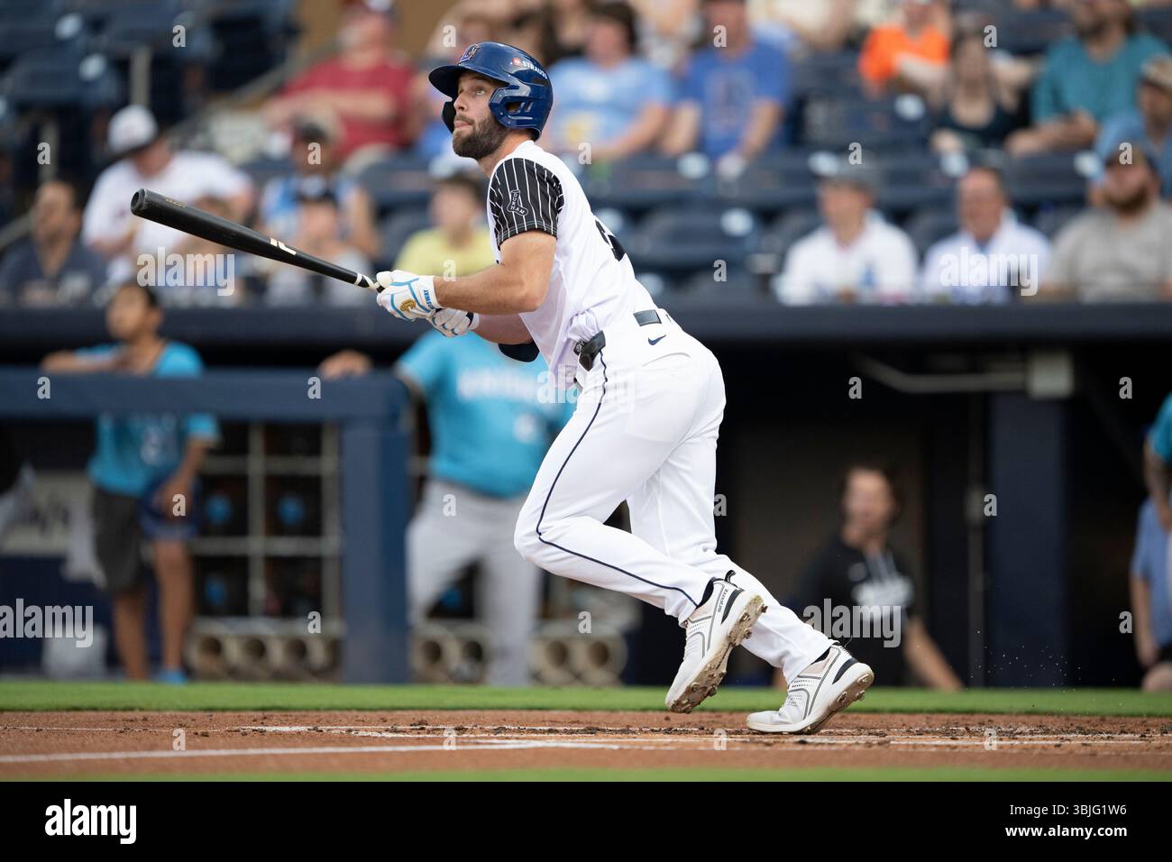 Tristan Peters (6) of the Durham Black Sox at bat during an ...