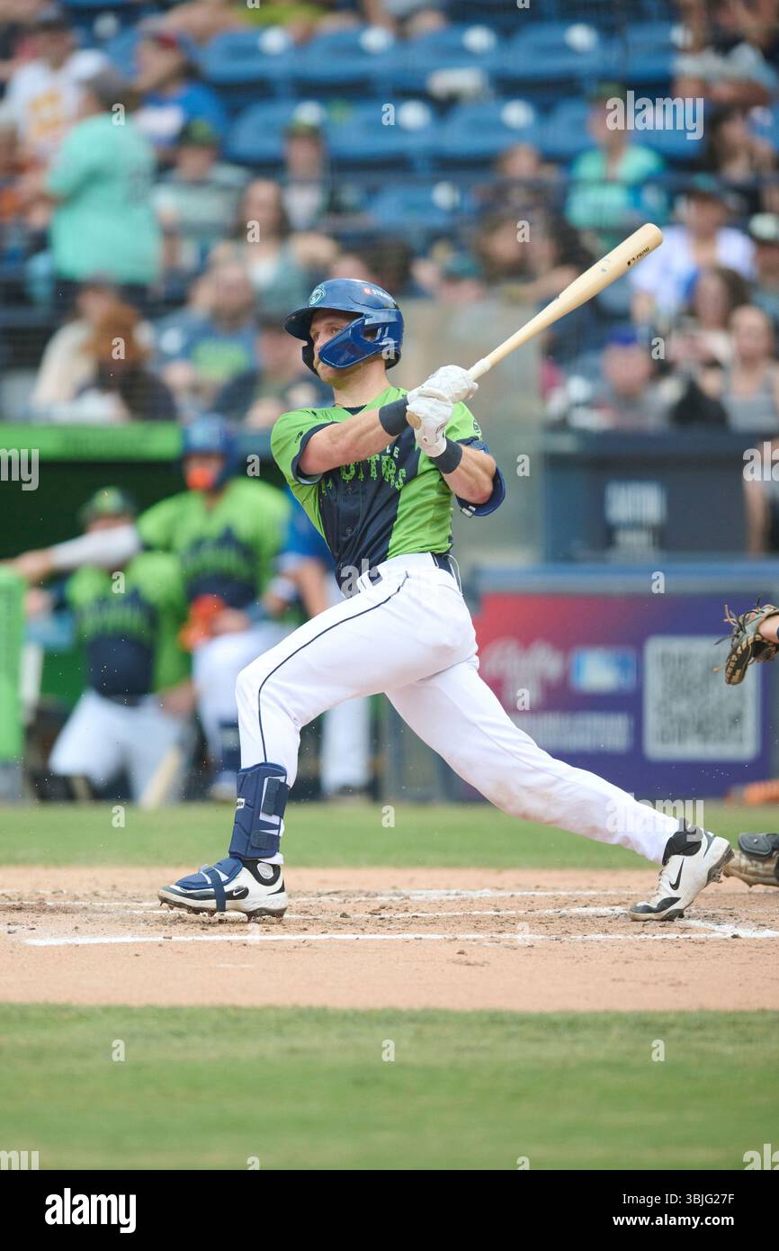 Asheville Snot Otters Walker Janek (12) at bat during a game against ...