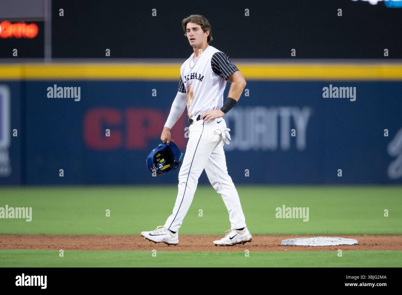 Carson Williams (7) of the Durham Black Sox walks off the field during ...