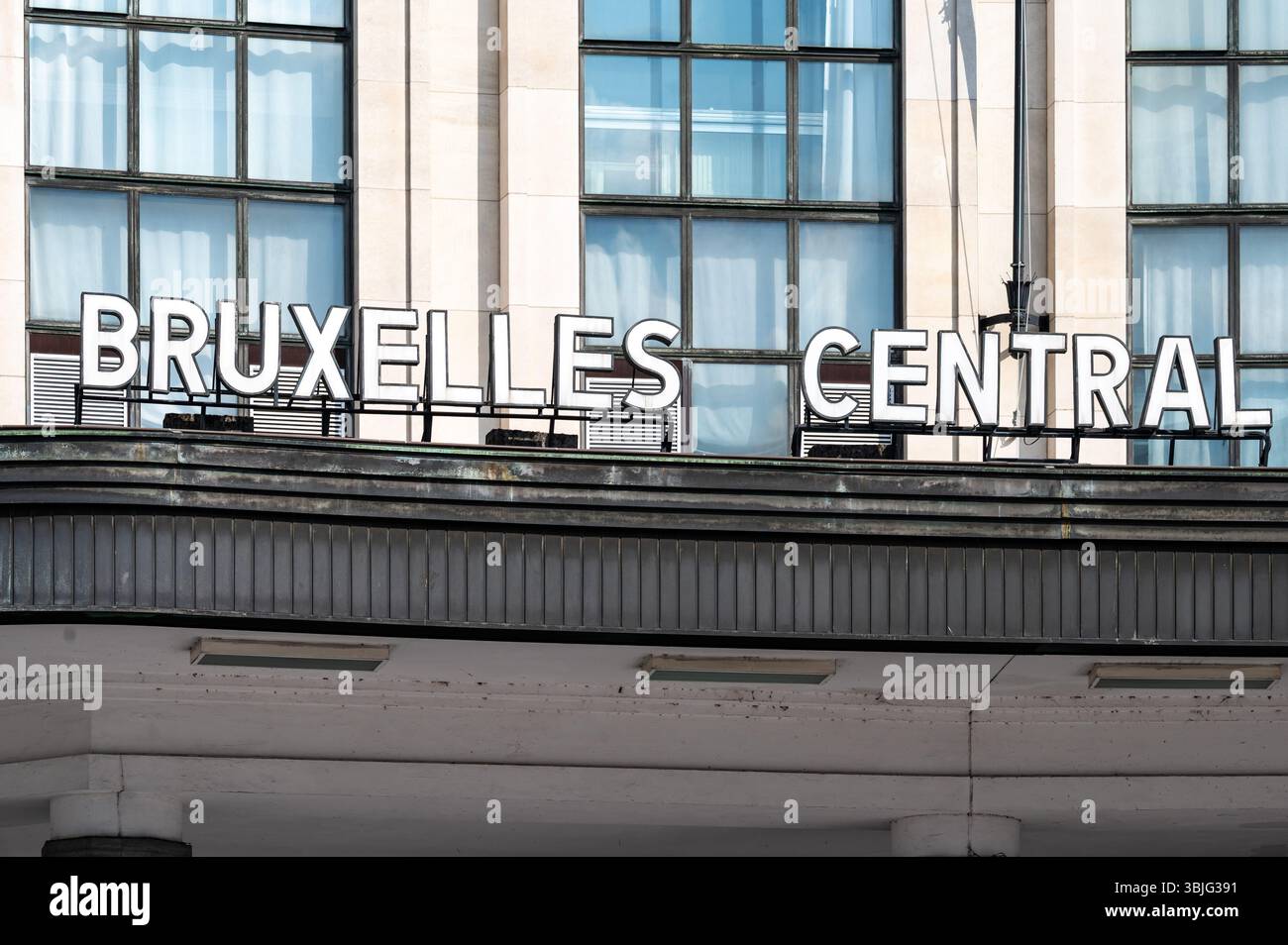 Sign of the Brussels central station in Brussels, Belgium 15 June 2025 Stock Photo - Alamy