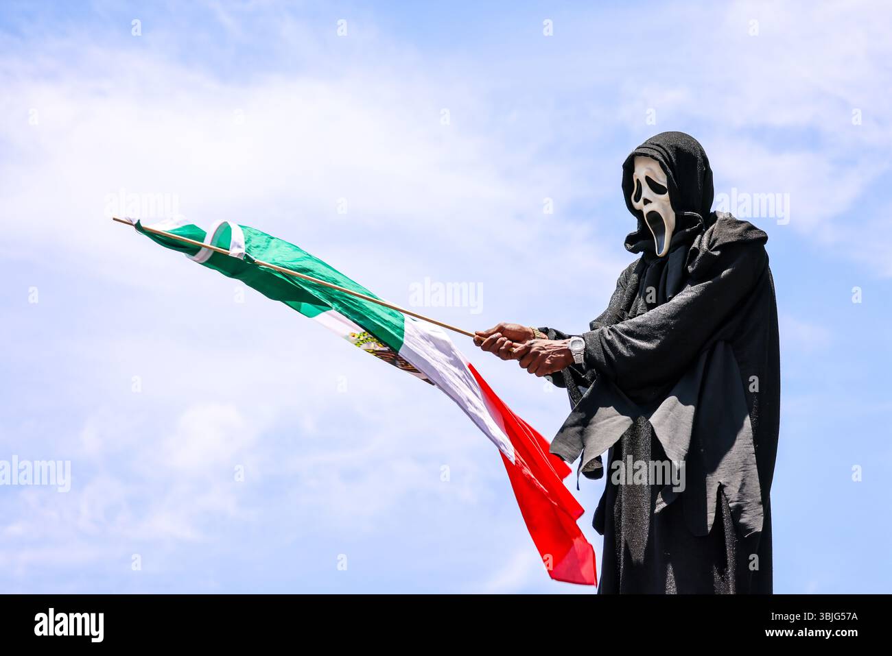 Los Angeles, Ca, USA. 14th June, 2025. A Protestor in a Scream mask ...