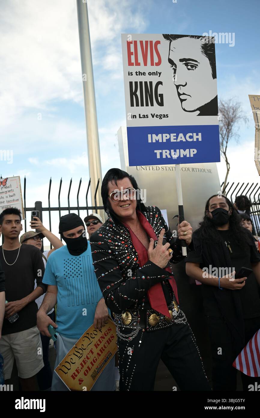 Las Vegas, USA. 14th June, 2025. An Elvis inpersonator attends a ...