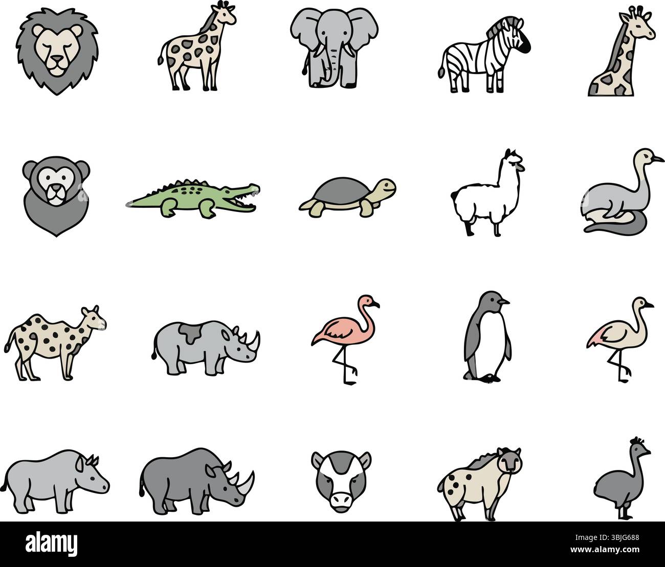 Cute horse cartoon line Stock Vector Images - Alamy