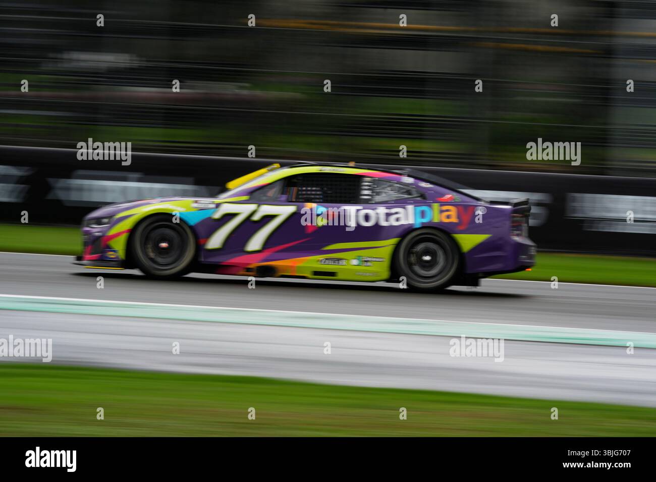 Carson Hocevar drives during a NASCAR Cup Series auto race at Hermanos ...