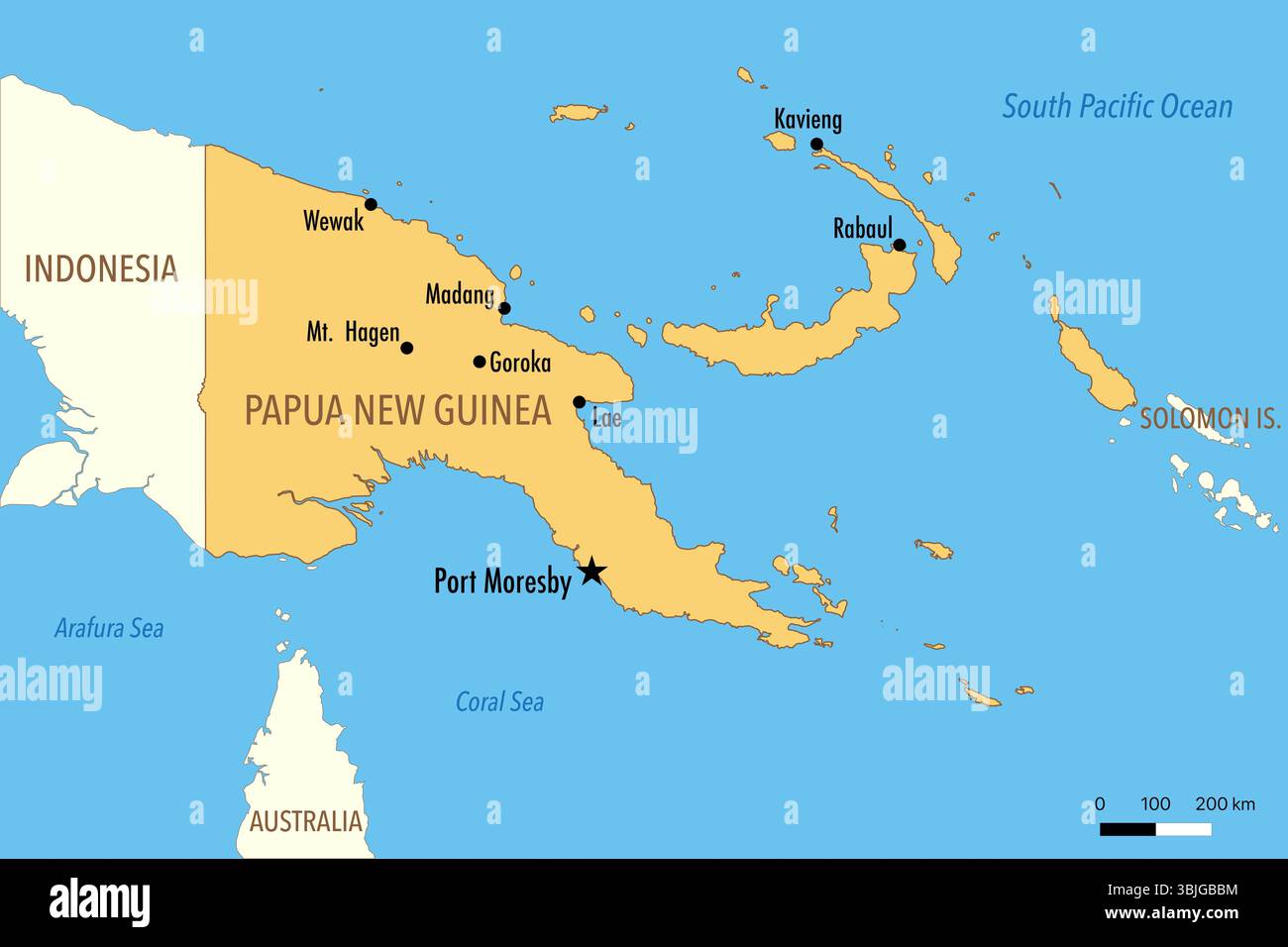 New guinea island map hi-res stock photography and images - Alamy