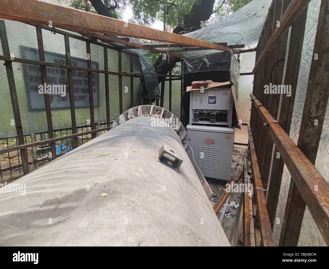 NEW DELHI, INDIA - JUNE 15: Huge Mobile tower fell down at B2 Block at ...