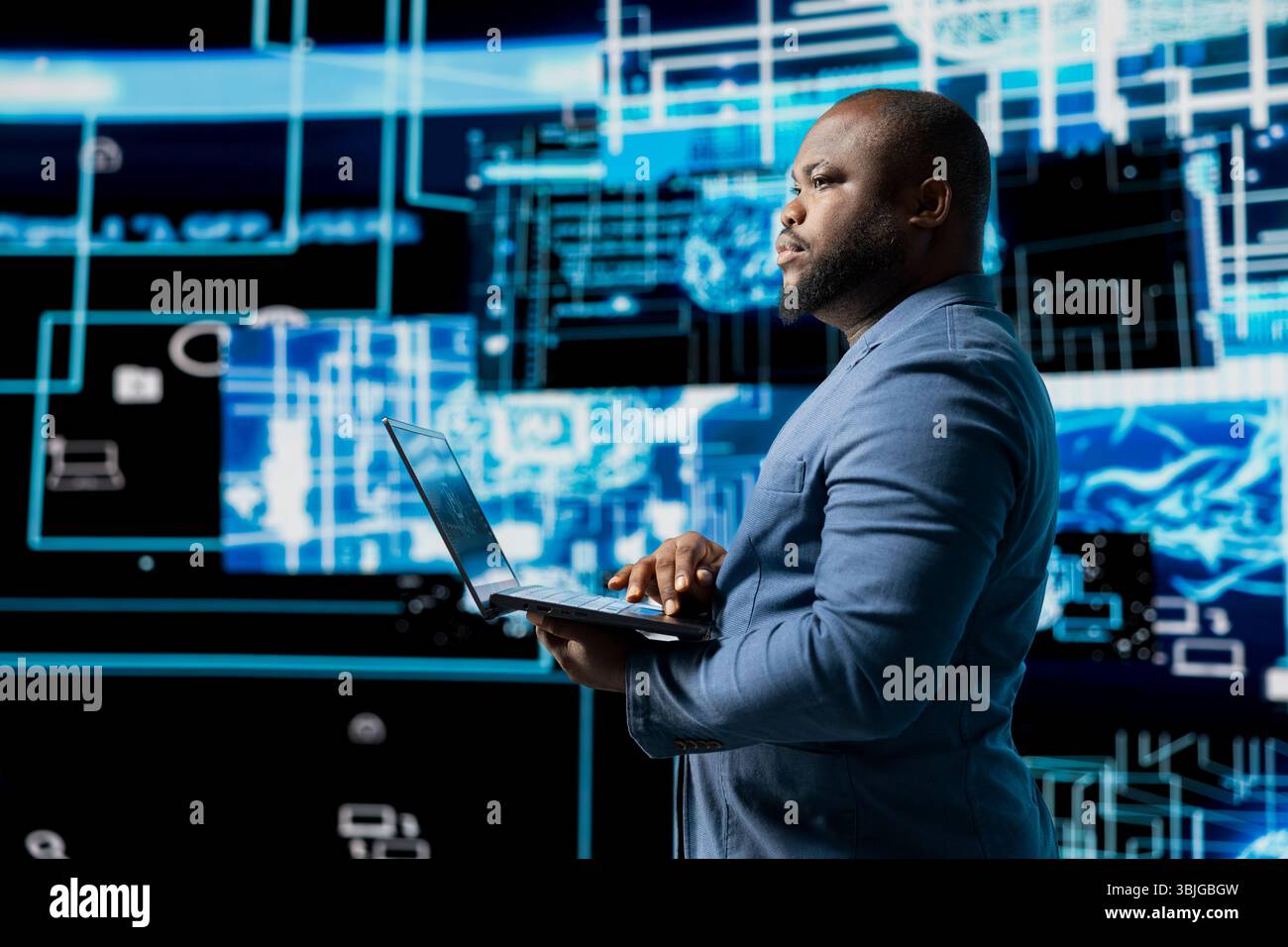 African american IT engineer works in AI ethics and neural networks ...