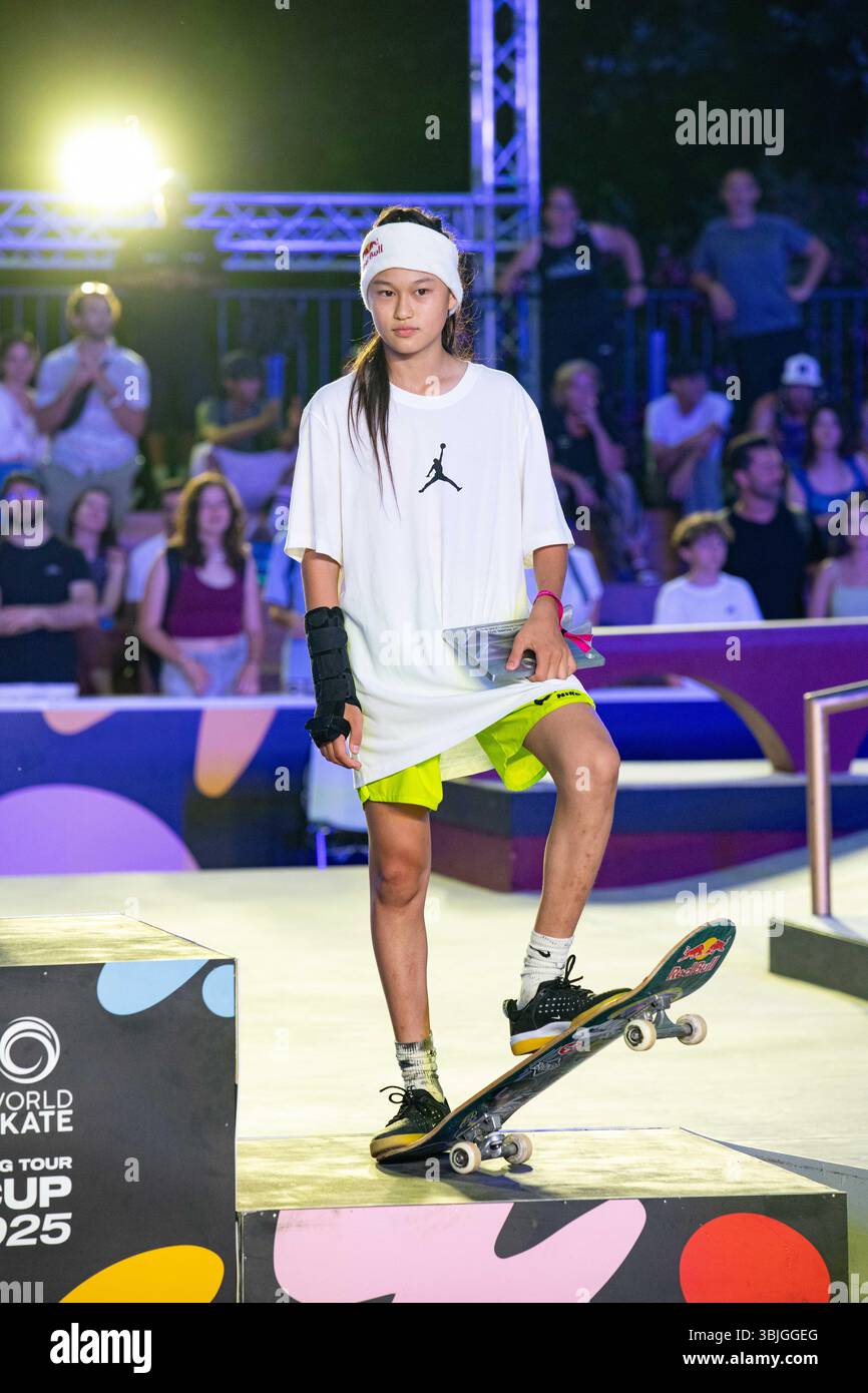 Rome, Italy. 15th June 2025. Ginwoo ONODERA (JPN), skater, at the medal ...