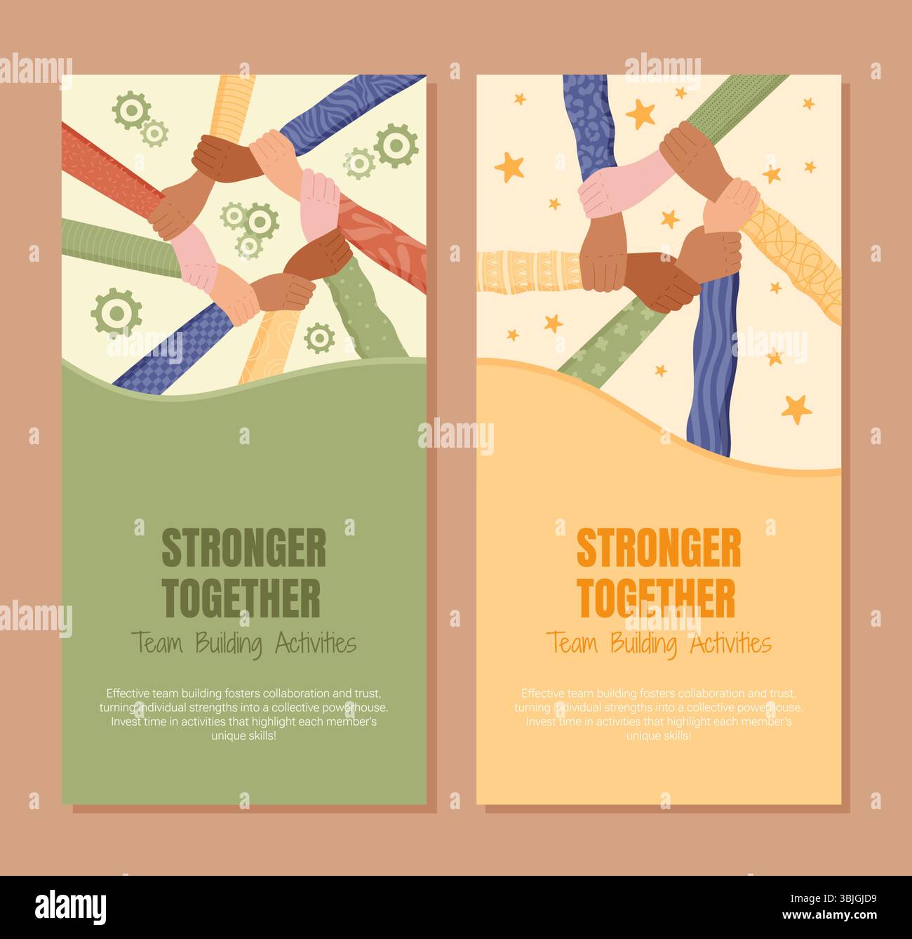 Flat Teamwork Banner With Hands Set Stock Vector Image & Art - Alamy