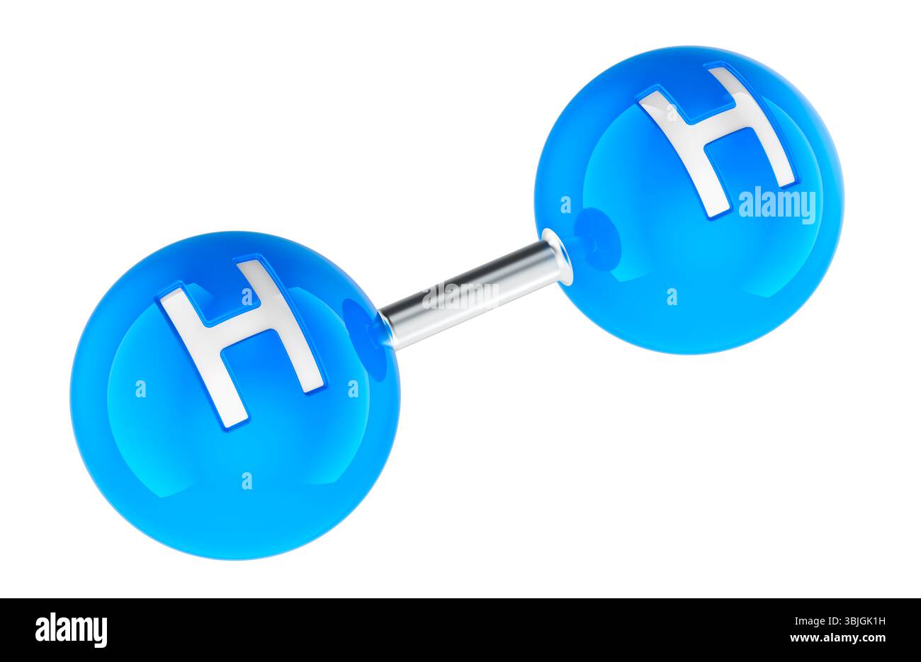 Hydrogen molecule H2 molecule model. 3D rendering isolated on white ...