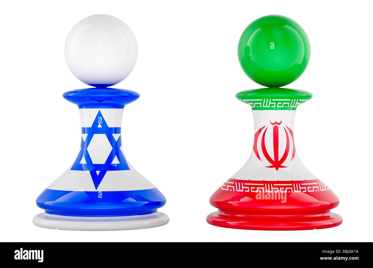 Israel vs Iran conflict, chess pawns. Political confrontation, war ...