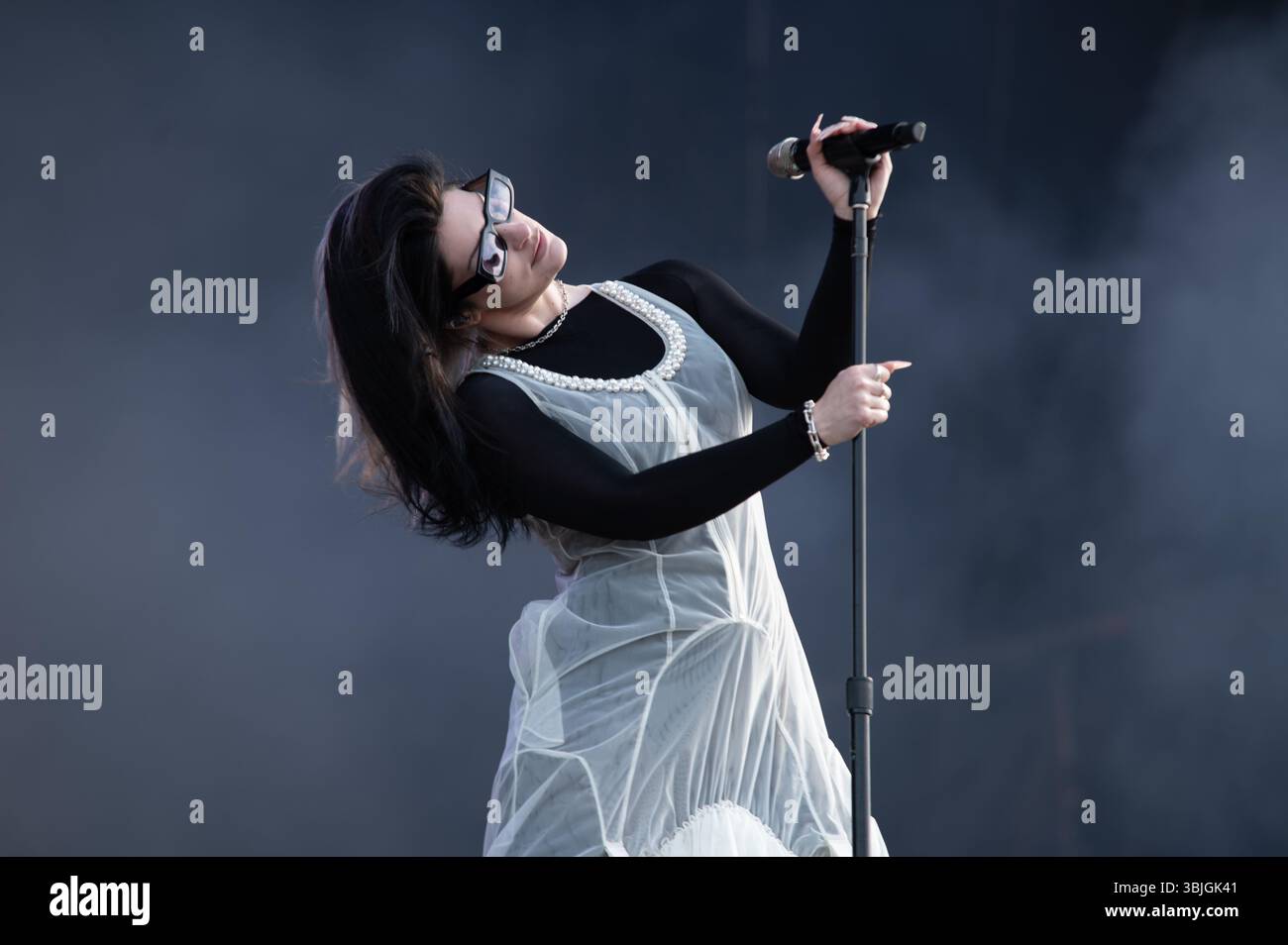 Donington, England. 15th June 2025. Spiritbox play main stage on the ...