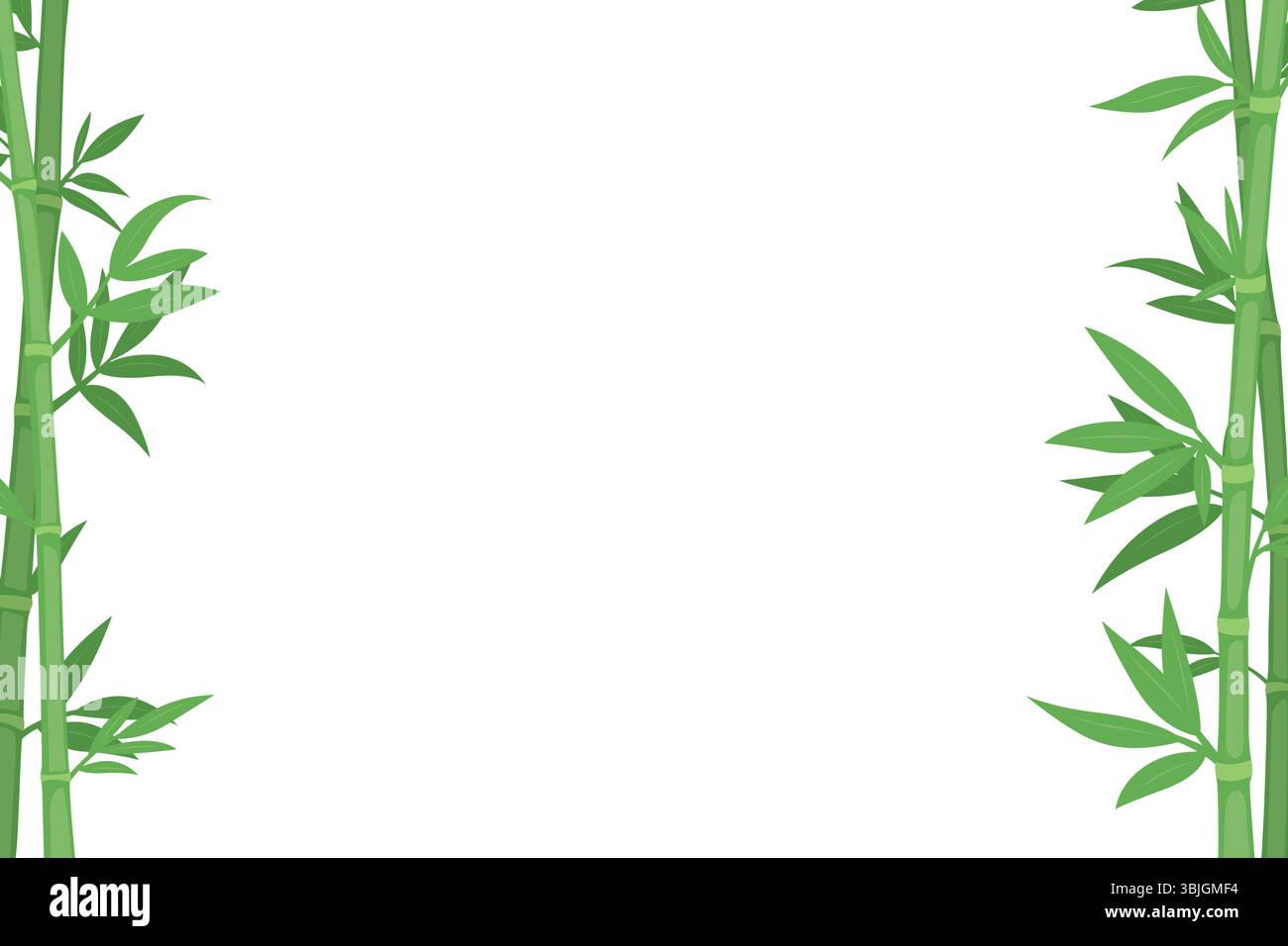Tropical Bamboo Frame with Green Leaves on White Background. Design ...