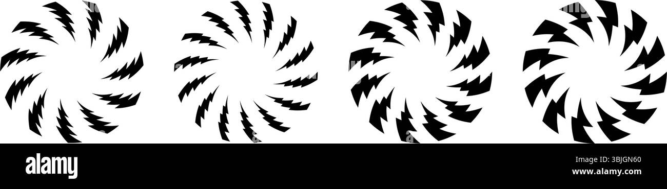 Set of frames with thunderbolt print. Round borders with lightning ...