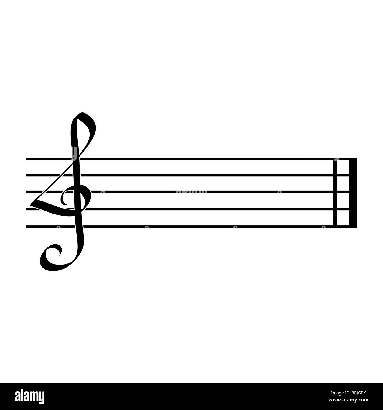 Music staff icon. Treble clef symbol. Musical note design. Vector black ...