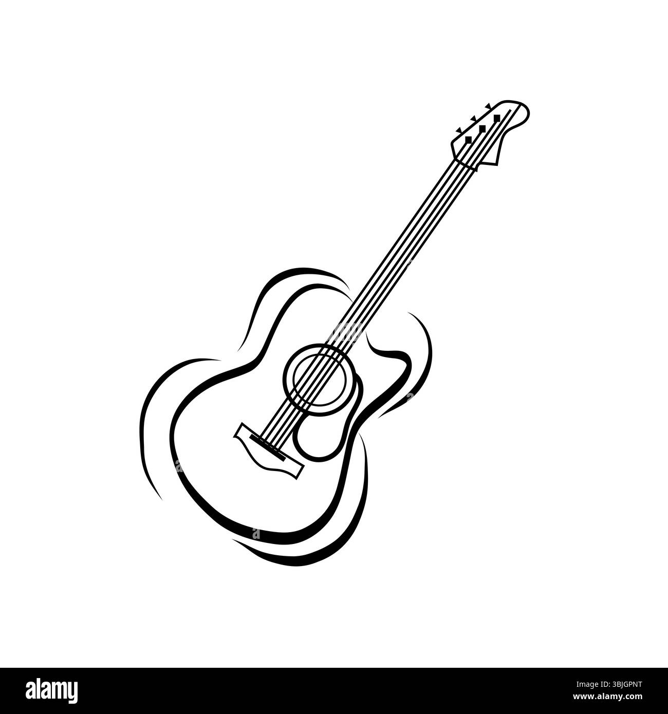 Guitar icon. Music instrument symbol. Flowing line design. Vector black ...