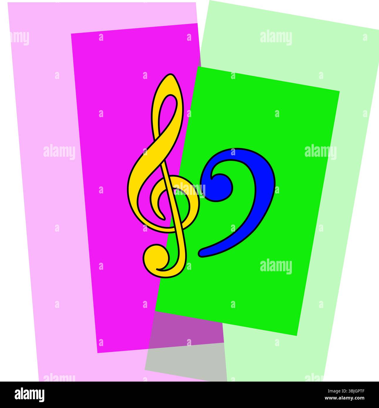 Treble clef icon. Color gradient symbol. Nine key design. Vector ...