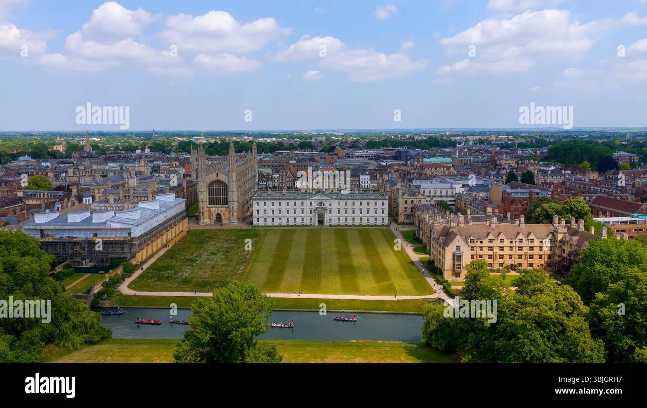 Panoramic view of the historic Cambridge University campus, including ...