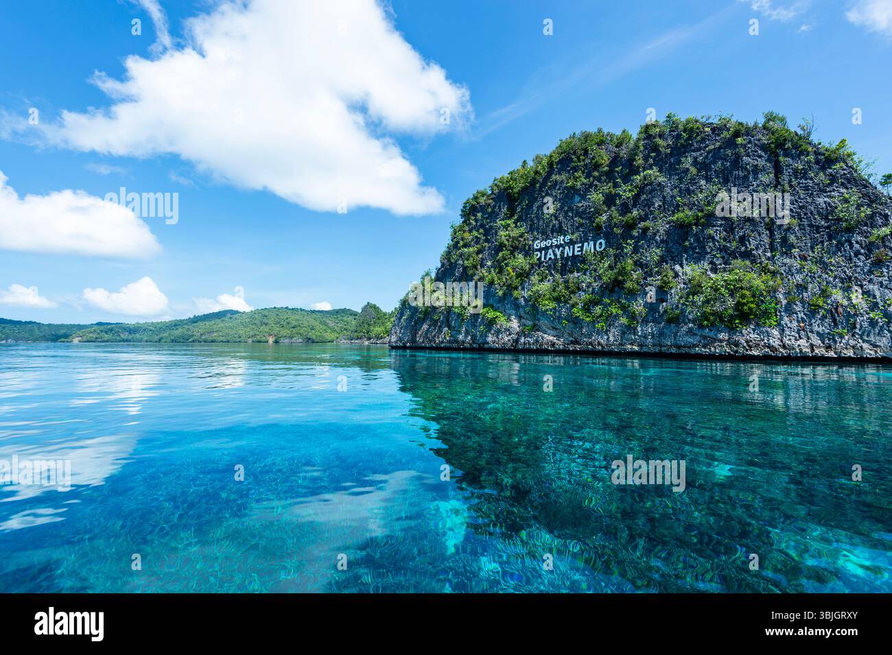 Sign for the Geosite Piaynemo, a renowned tourist destination, Raja ...