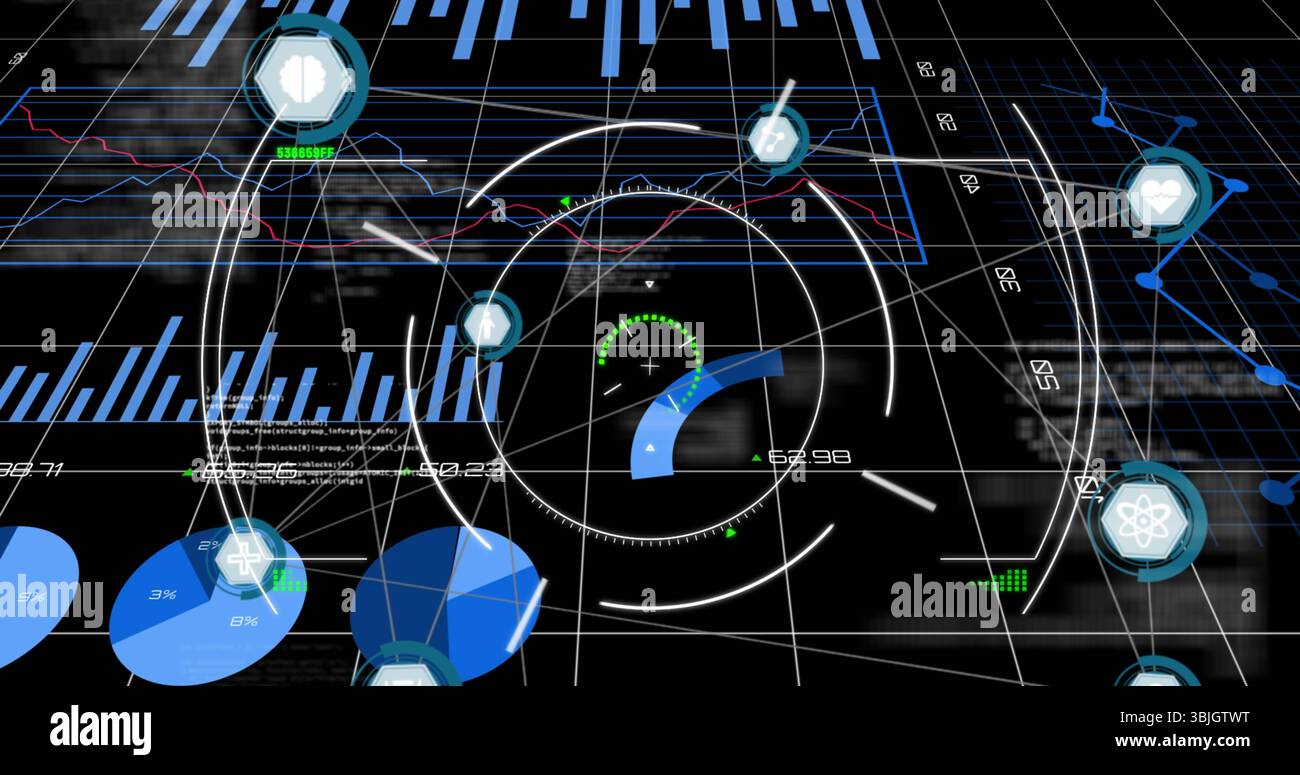 Central circular interface showing radar hi-res stock photography and images - Alamy