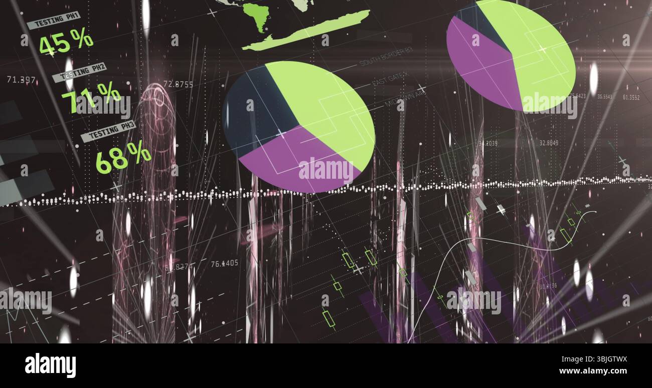 Two 3D pie charts floating in analytics dashboard, with percentage ...