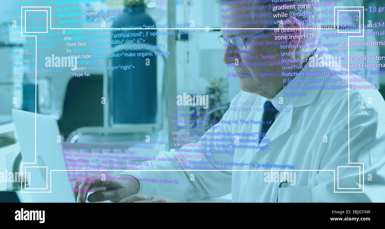Senior male researcher typing on hi-res stock photography and images - Alamy