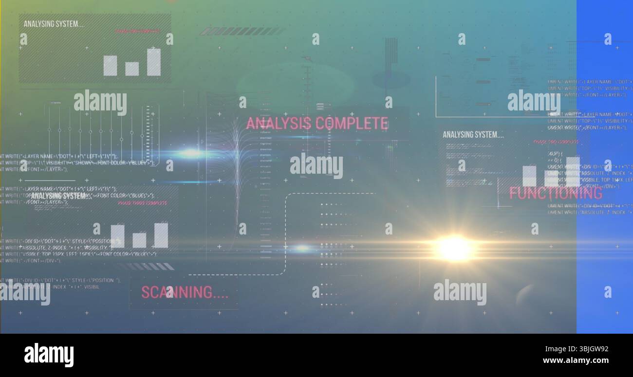 Animated interface showing data panels hi-res stock photography and ...