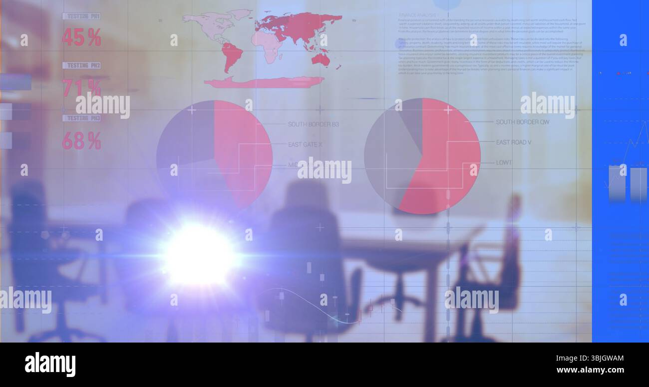 Casting projector beam illuminating conference table and chairs in ...