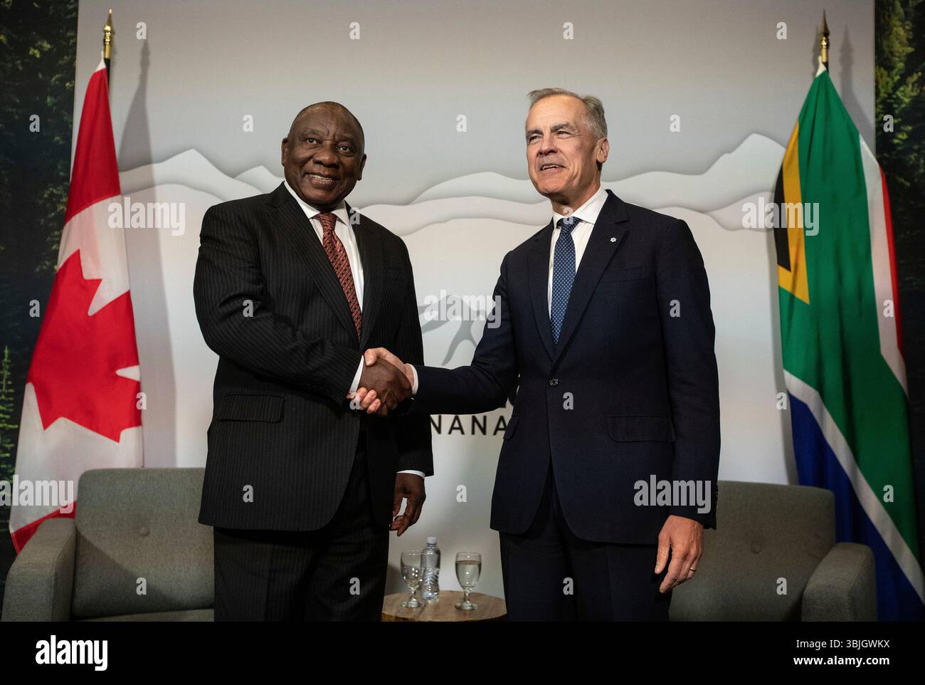 Canadian Prime Minister Mark Carney, right, meets with President of the ...