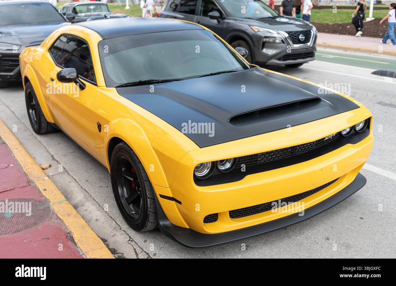 Miami, Florida, USA - December 25, 2024: 2018 Dodge Challenger SRT ...