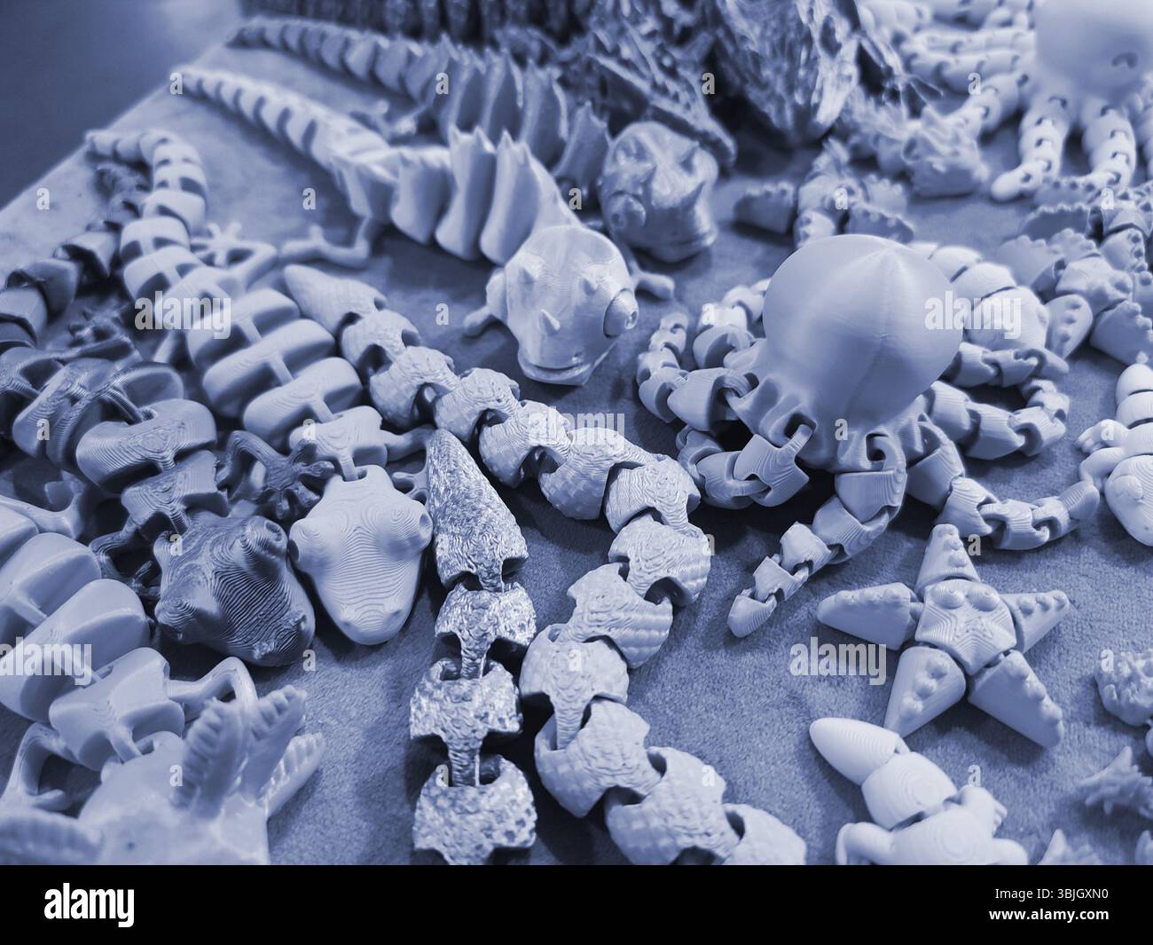 Art objects printed on 3D printer. Various creative models created on ...