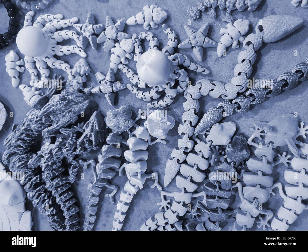 Art objects printed on 3D printer. Various creative models created on ...
