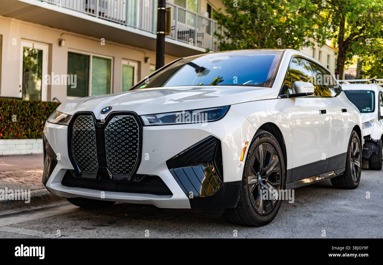 Miami, Florida, USA - April 05, 2025: Car BMW IX electric SUV parked ...