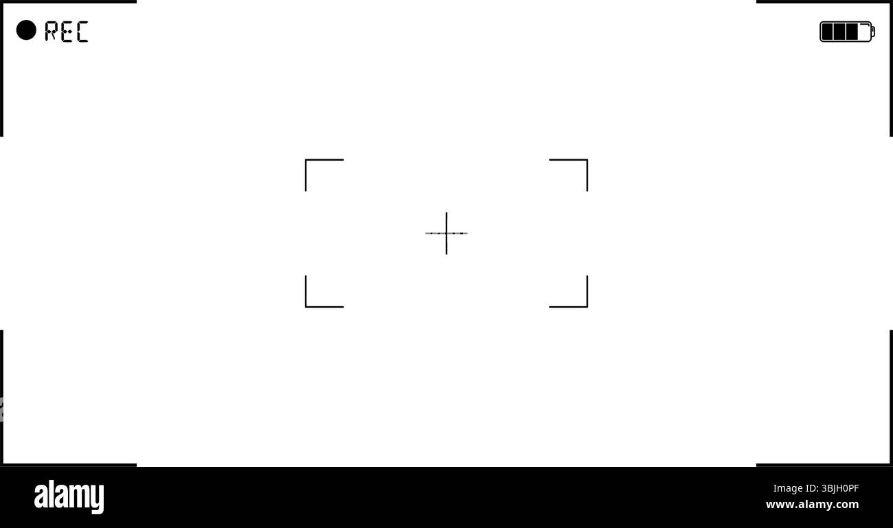 Video camera frame viewfinder with blank recording screen display in ...