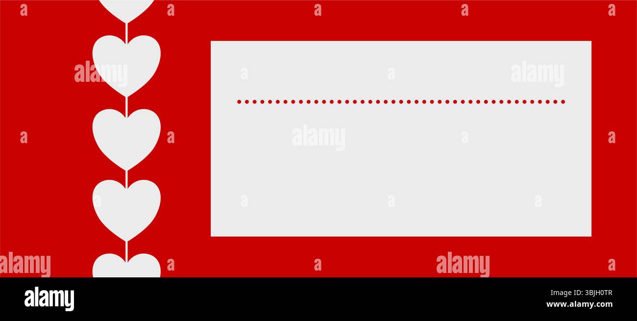 A blank ticket or coupon with love hearts in flat design vector ...