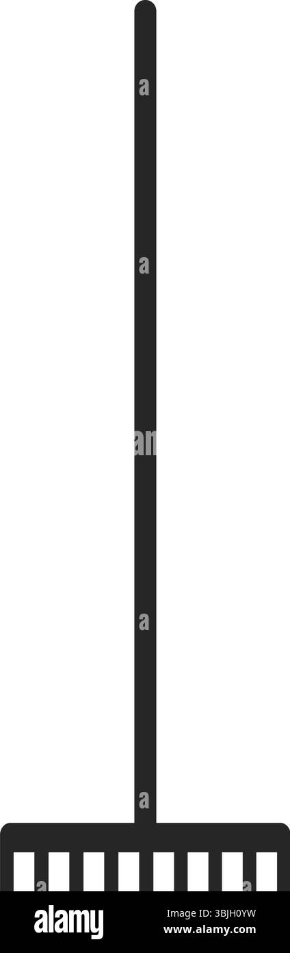 Garden rake with flat head for gardening in vector icon Stock Vector ...