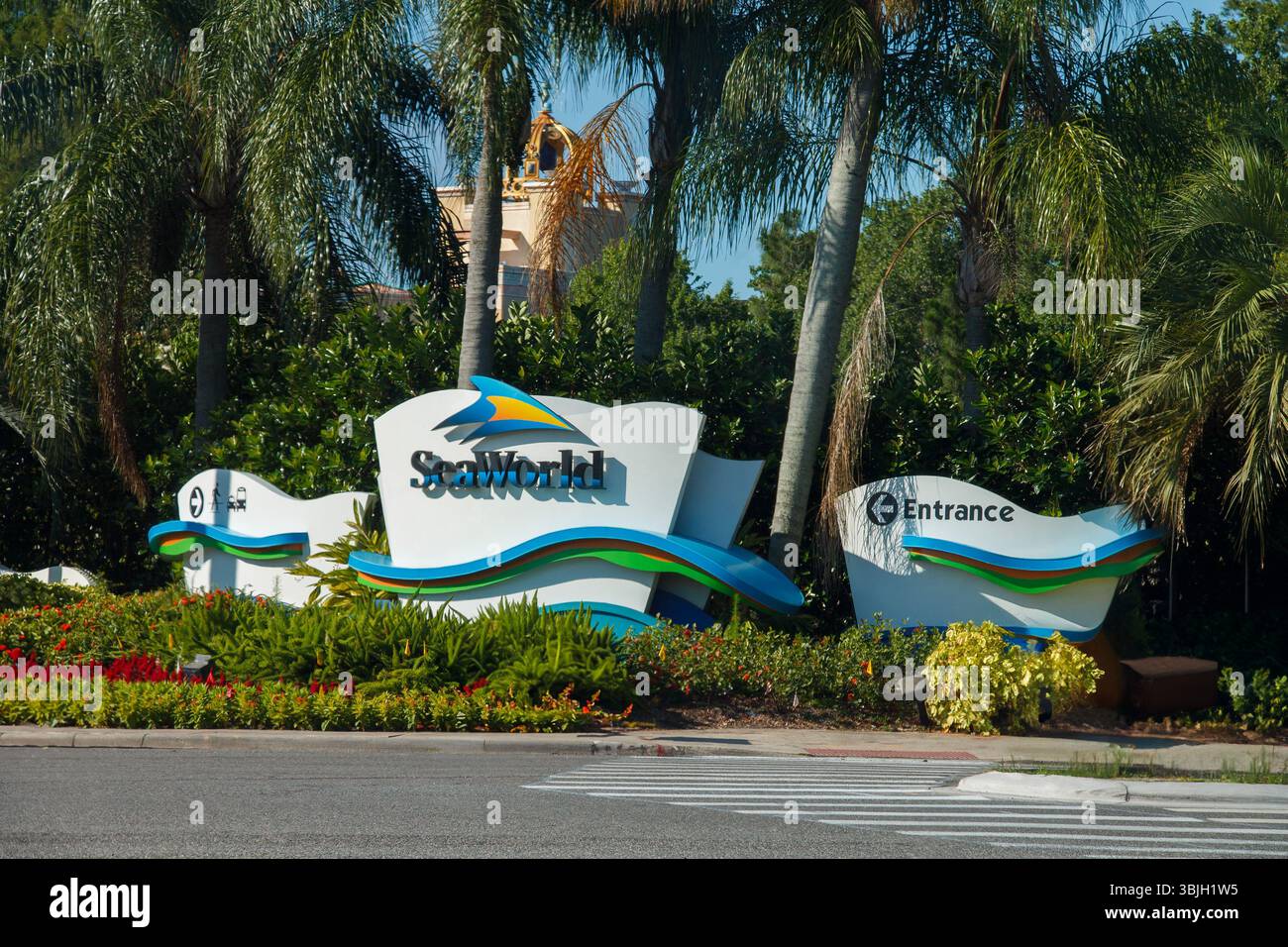 The Sea World amusement park entrance sign in Orlando, Florida, United ...