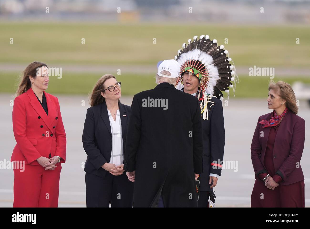 President Donald Trump arrives on Air Force One at Calgary ...