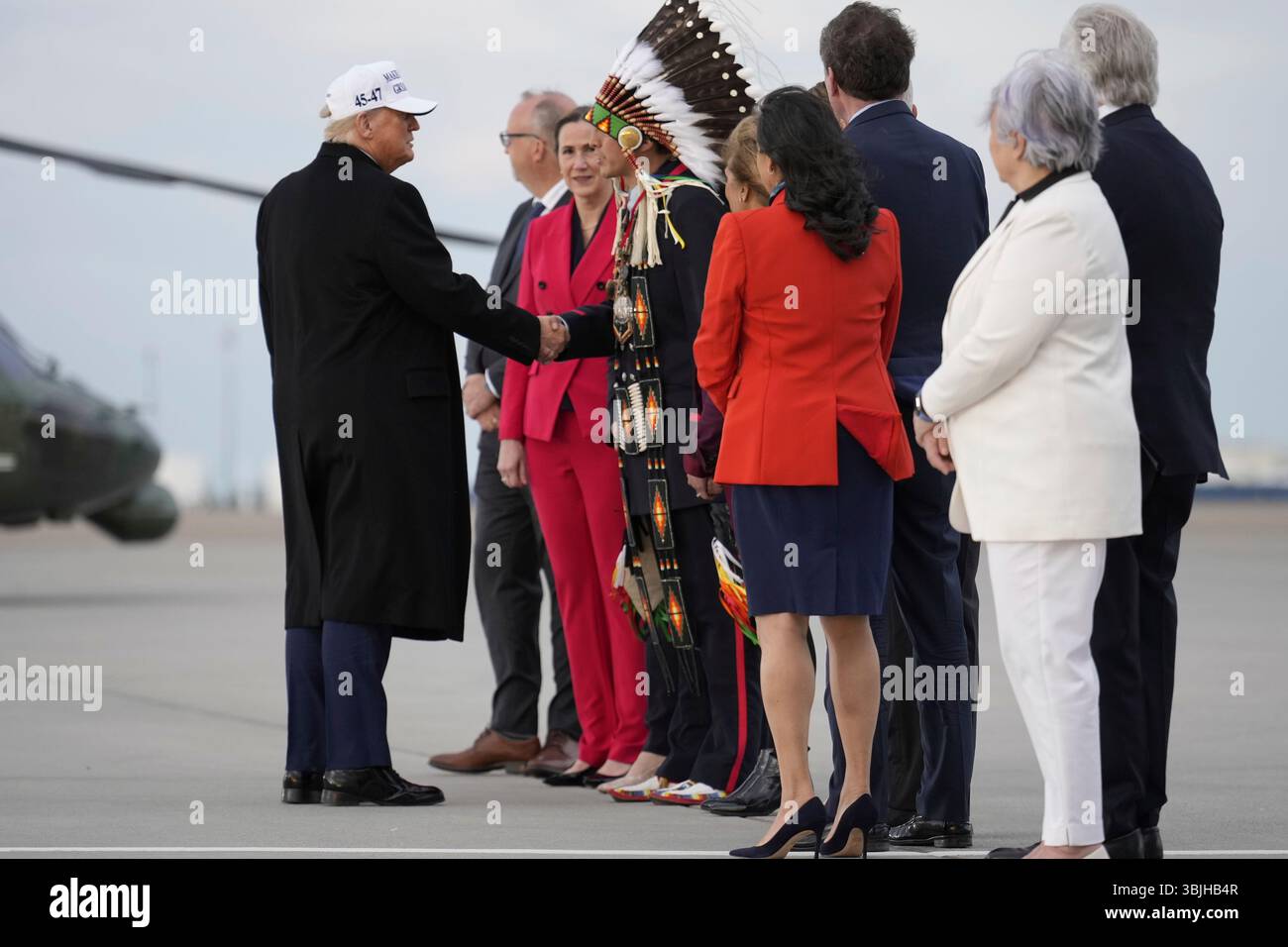 President Donald Trump greets Steven Crowchild, of the Tsuut'ina First ...
