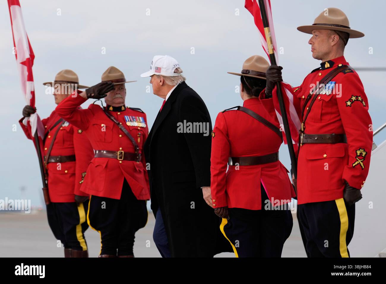 President Donald Trump arrives on Air Force One at Calgary ...