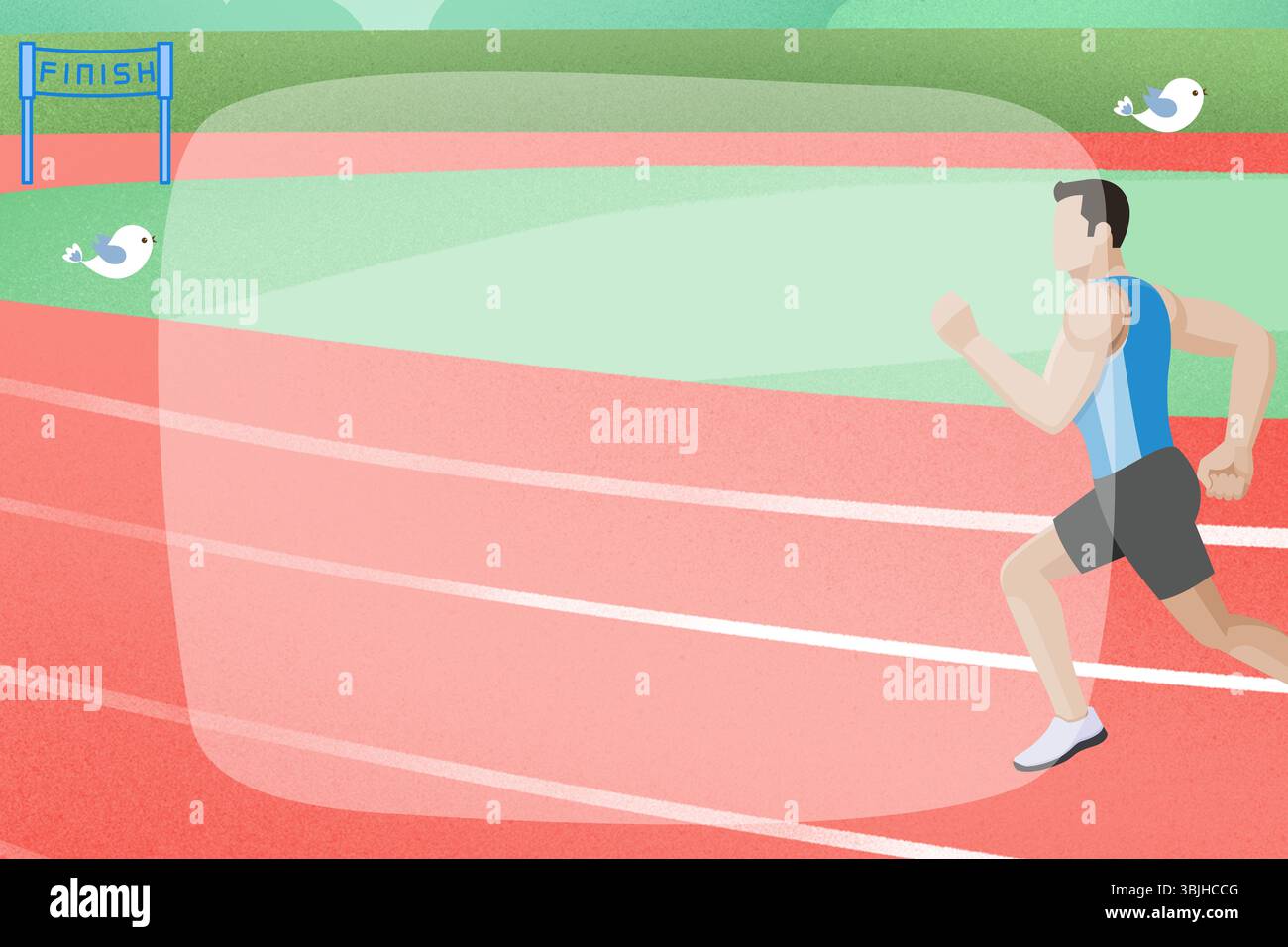 Illustration of runners on an athletic track approaching the finish ...